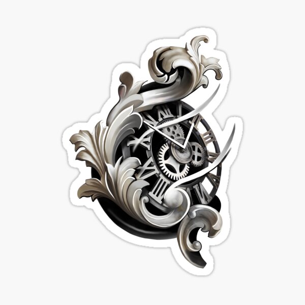 "Clock Tattoo " Sticker for Sale by Kettattooart | Redbubble