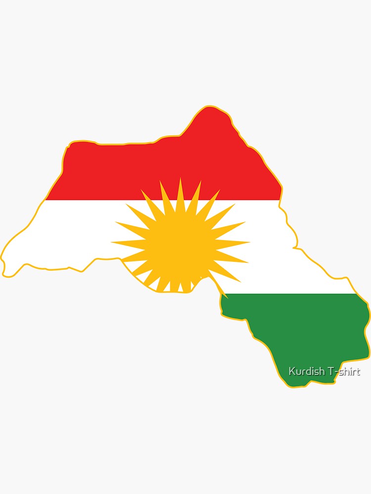 "Kurdistan Map with the Flag of Kurdistan" Sticker for Sale by ebo ...