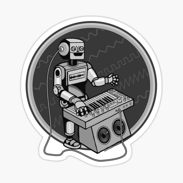 "Synth Robot Musician playing the Synthesizer" Sticker for Sale by ...