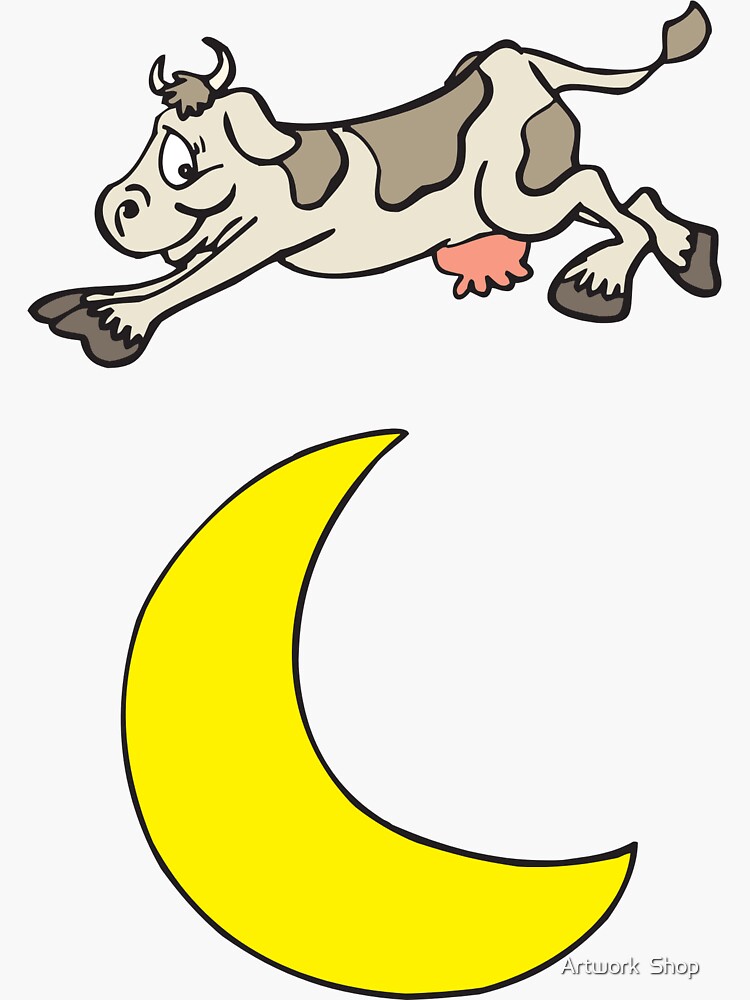 "Cow Jumping Over Moon" Sticker for Sale by HakimZrd | Redbubble