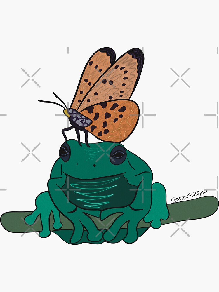 "Frog and butterfly " Sticker for Sale by SugarSaltSpice | Redbubble