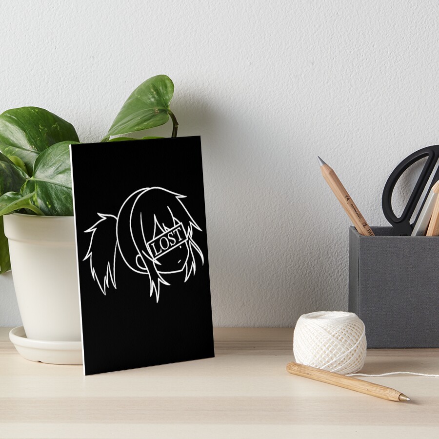 "Anime Girl with "LOST" Censor Bar Covering Eyes " Art Board Print for ...