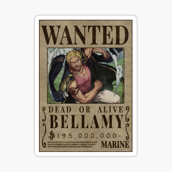 "Bellamy One Piece the Hyena Bounty Poster" Sticker for Sale by ...