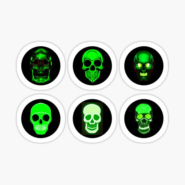 "Halloween Glowing Green Skulls Sticker Pack" Sticker for Sale by ...