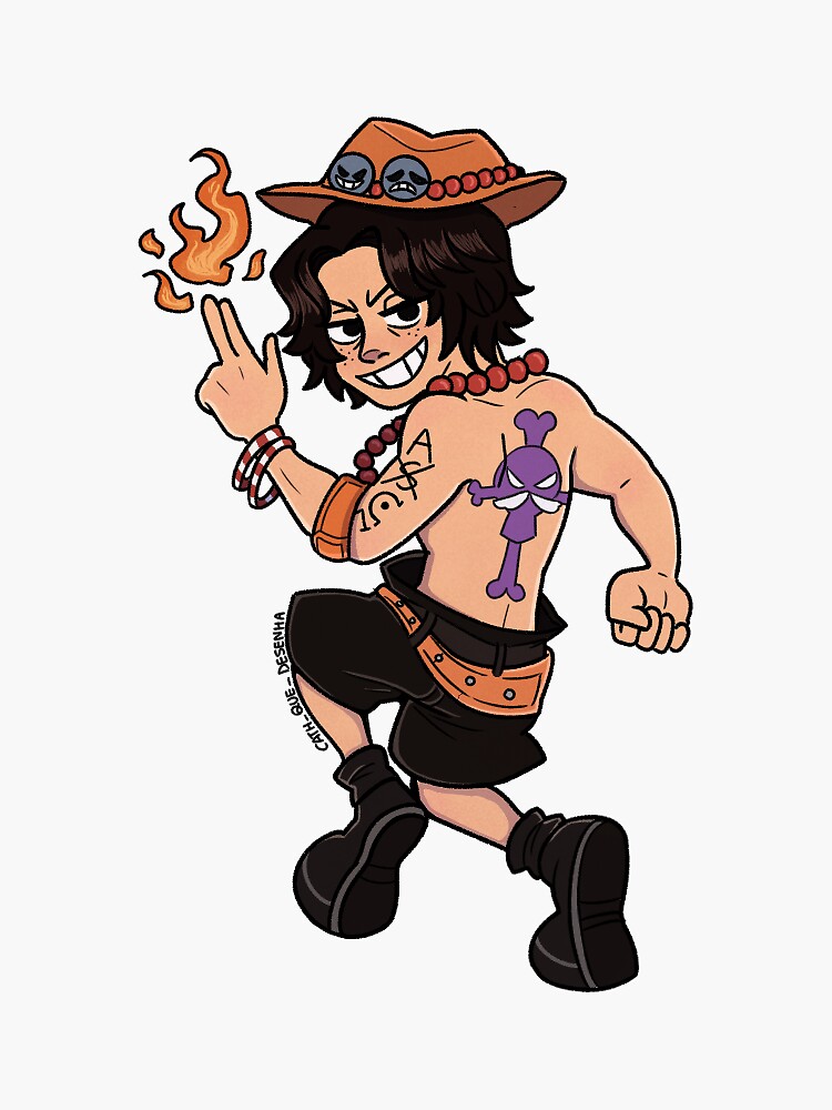 "Ace One Piece Sticker " Sticker for Sale by cathquedesenha | Redbubble