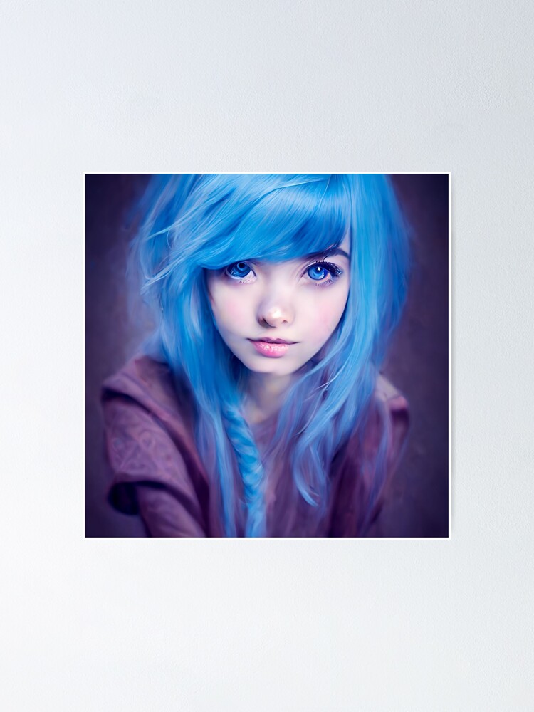 "Azure Mage Anime Style (Ver. 1)" Poster for Sale by TheAzureMage ...