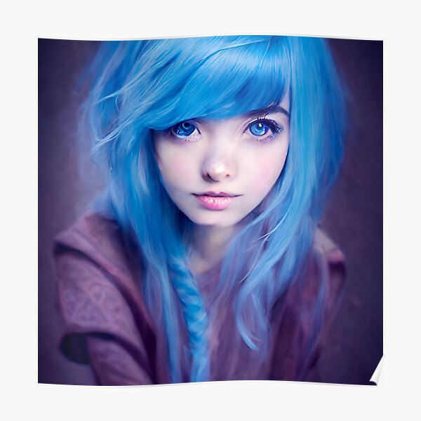 "Azure Mage Anime Style (Ver. 1)" Poster for Sale by TheAzureMage ...