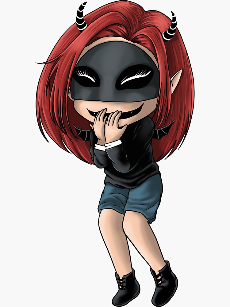 "Evil red hair girl laughing - chibi drawing" Sticker for Sale by ...
