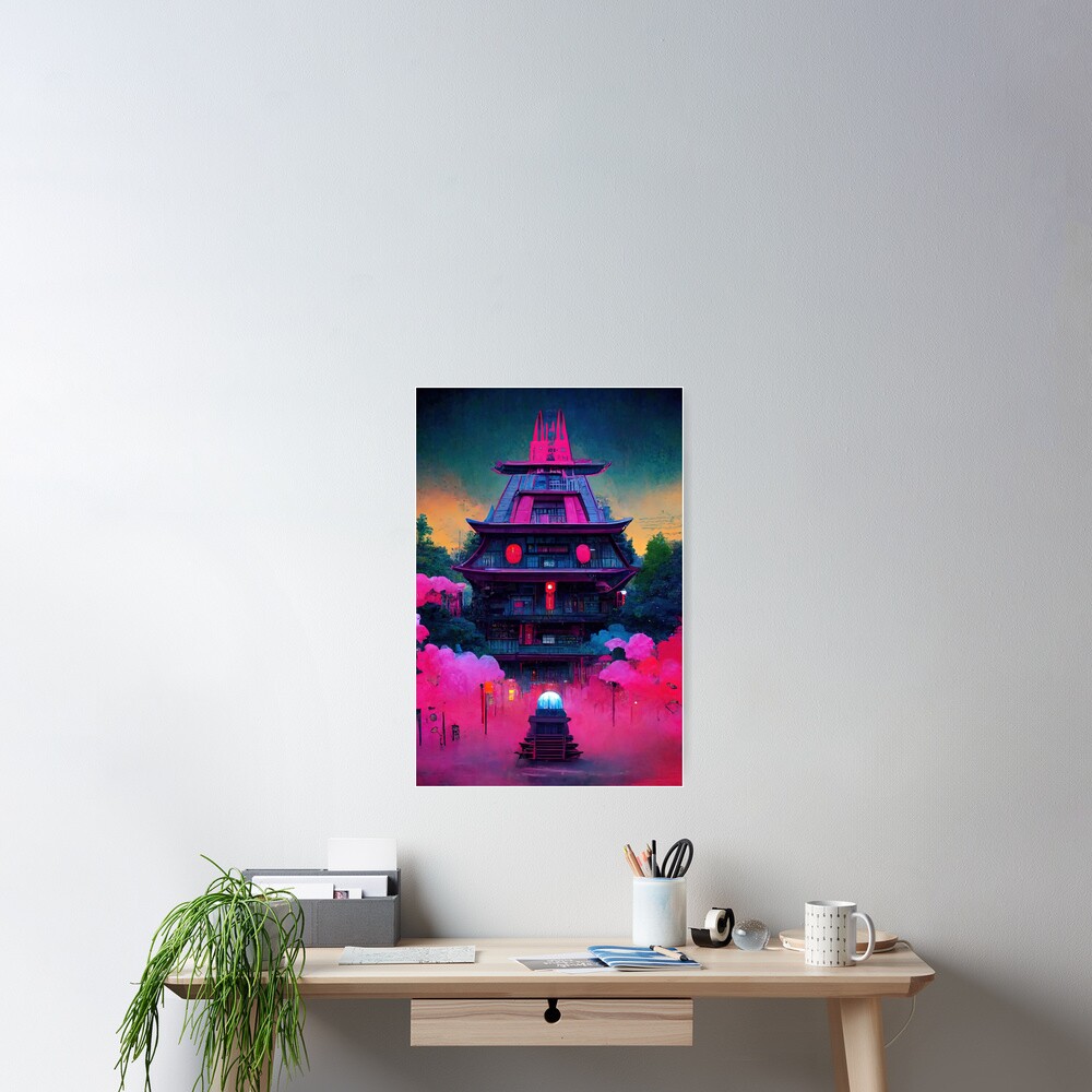 "Neon Cyberpunk Japanese Temple" Poster for Sale by LoudLayerCake ...
