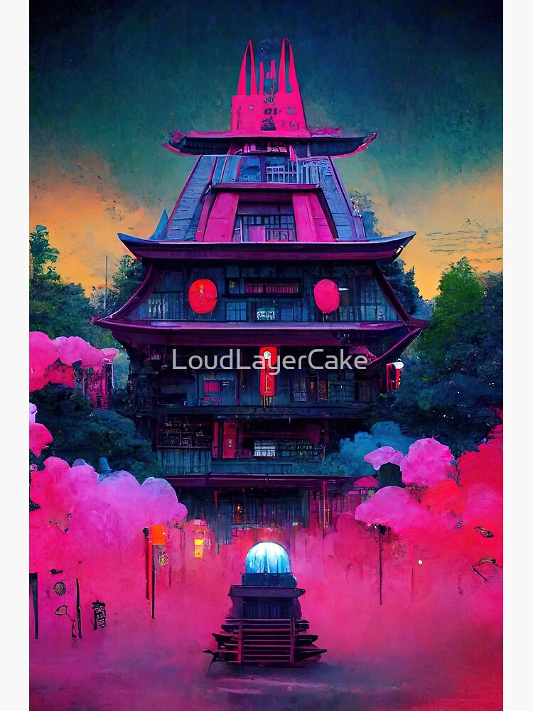 "Neon Cyberpunk Japanese Temple" Poster for Sale by LoudLayerCake ...