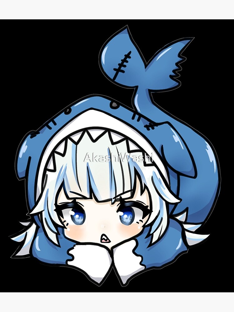 Gawr Gura Chibi Poster For Sale By Akashiwashi Redbubble