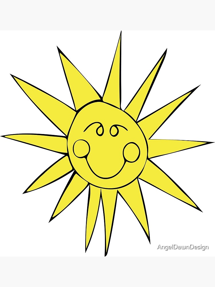 "Big Happy Smiling Yellow Sunshine Cartoon Illustration" Poster for ...