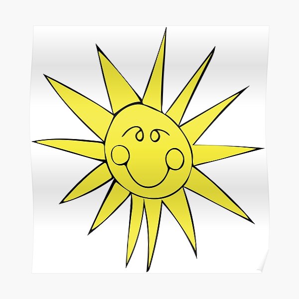 "Big Happy Smiling Yellow Sunshine Cartoon Illustration" Poster for ...