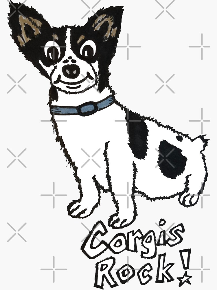 "Corgis Rock & Spotted Corgi Drawing" Sticker for Sale by All-4-Fun ...