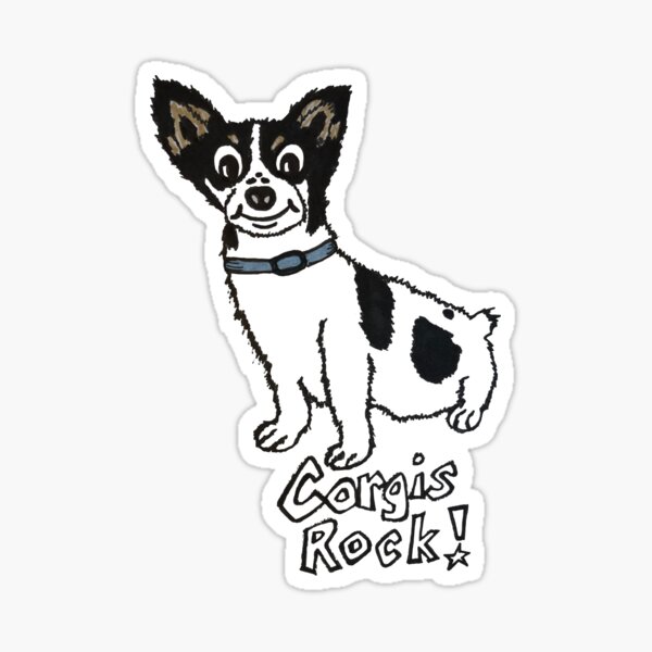 "Corgis Rock & Spotted Corgi Drawing" Sticker for Sale by All-4-Fun ...