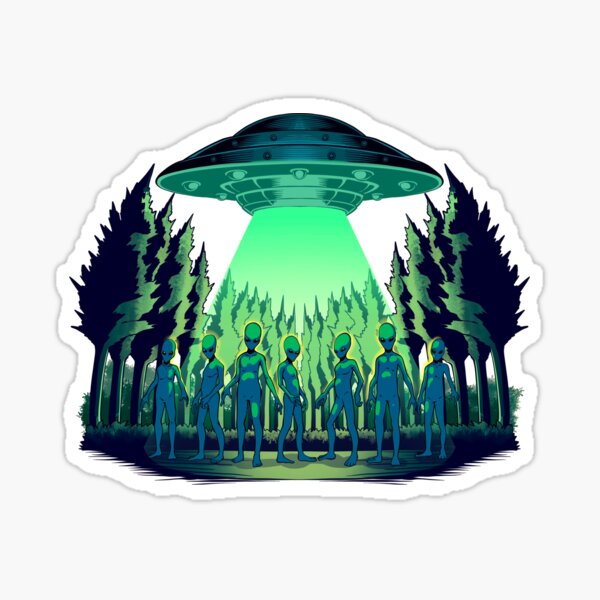 "Aliens and UFO" Sticker for Sale by Animo-Clothes | Redbubble