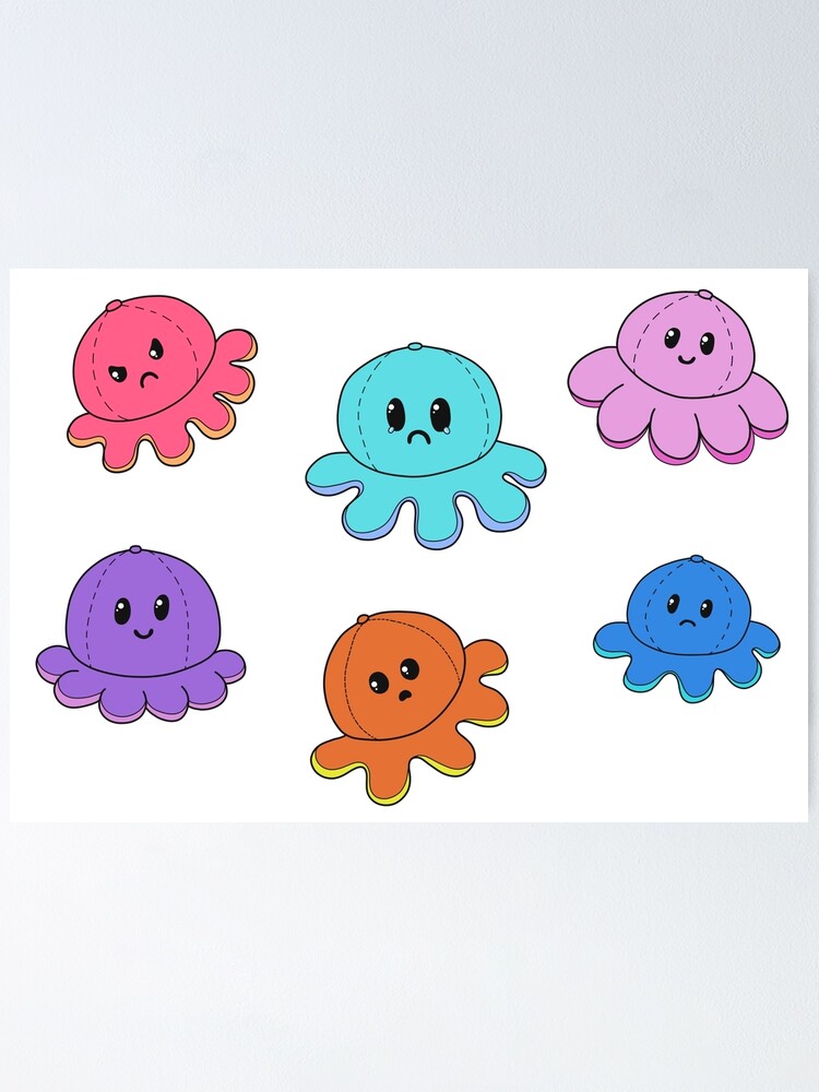 "Happy and Sad Octopus Sticker Pack" Poster for Sale by Mvcias | Redbubble