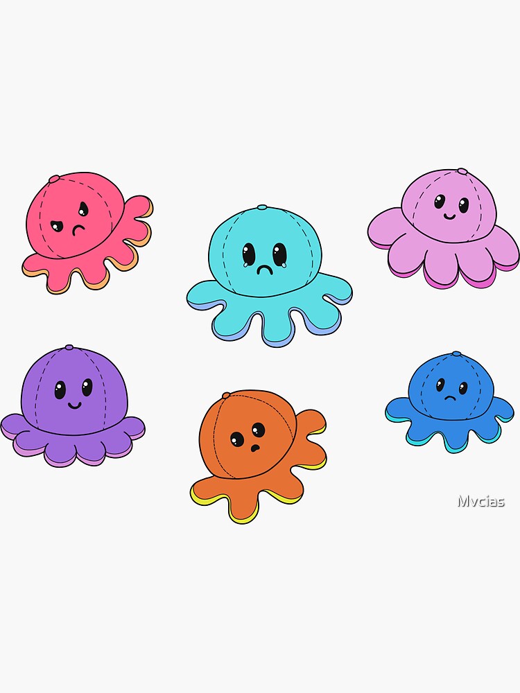 "Happy and Sad Octopus Sticker Pack" Sticker for Sale by Mvcias | Redbubble