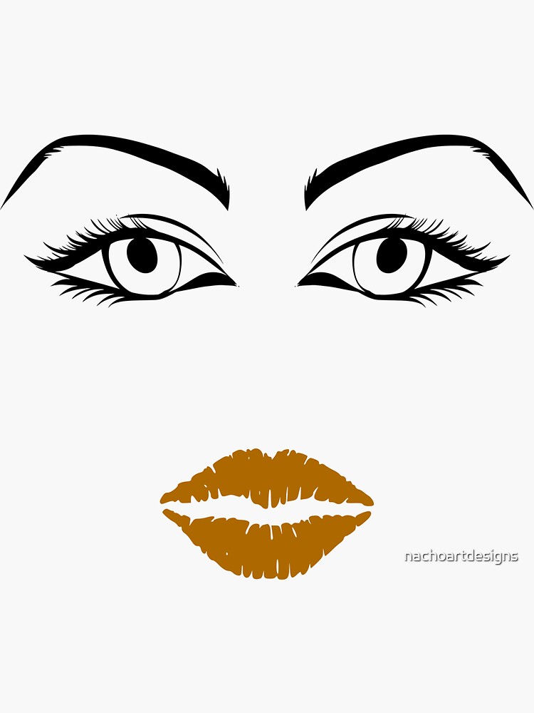"Black Face Brown Lips" Sticker for Sale by nachoartdesigns | Redbubble