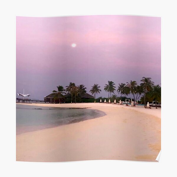 "Maafushivaru Maldives Beach - Pastel Pink Sky" Poster for Sale by lets ...