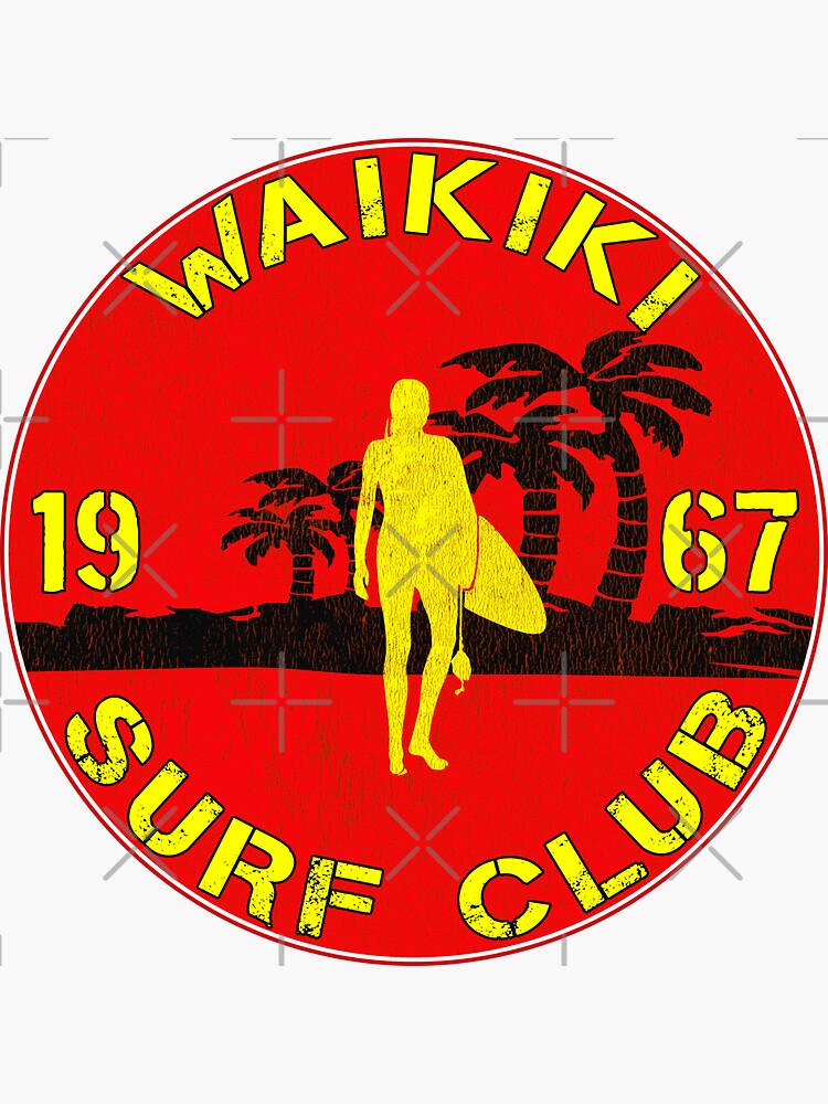 "SURFING WAIKIKI BEACH HAWAII VINTAGE" Sticker for Sale by ...