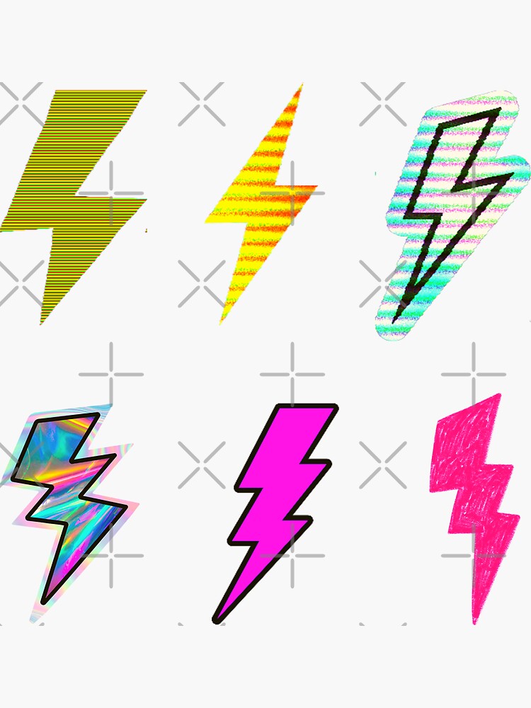 "Sparkling colorful lightning bolts with aesthetic patterns" Sticker ...