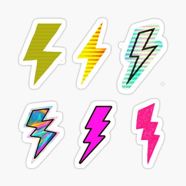 "Sparkling colorful lightning bolts with aesthetic patterns" Sticker ...