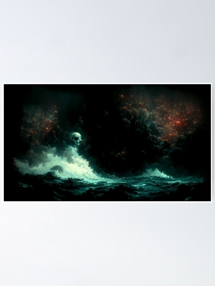 "Dark Gothic Cosmic Ocean at Night Art Poster" Poster for Sale by ...