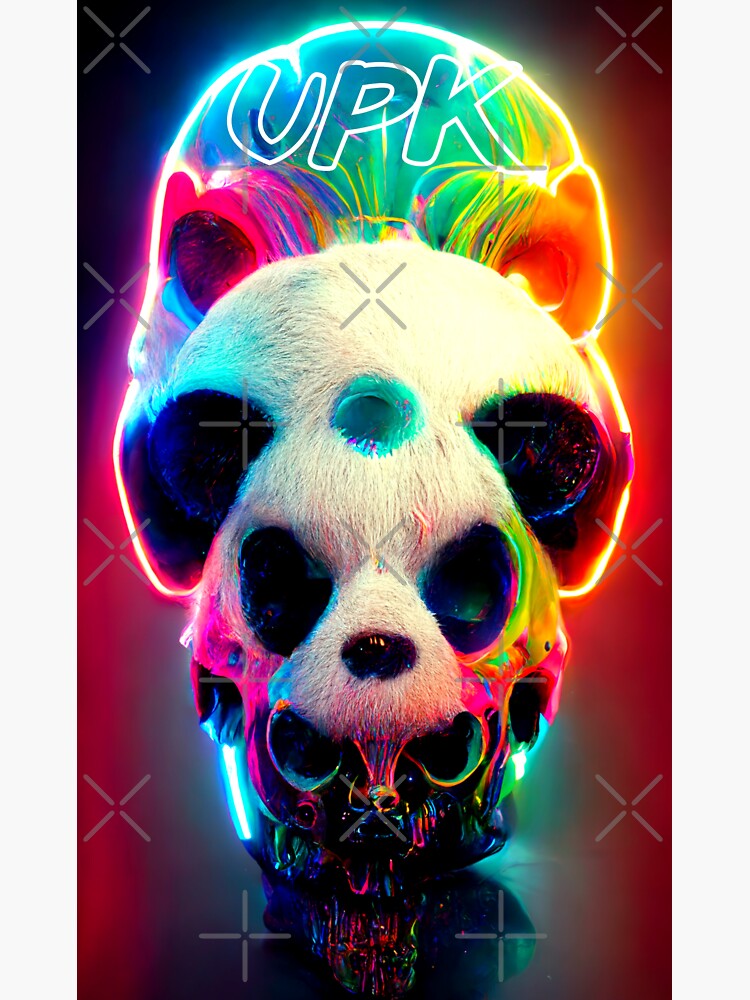 "Unimpressed Neon Skull Panda" Sticker for Sale by UPK-Collective ...