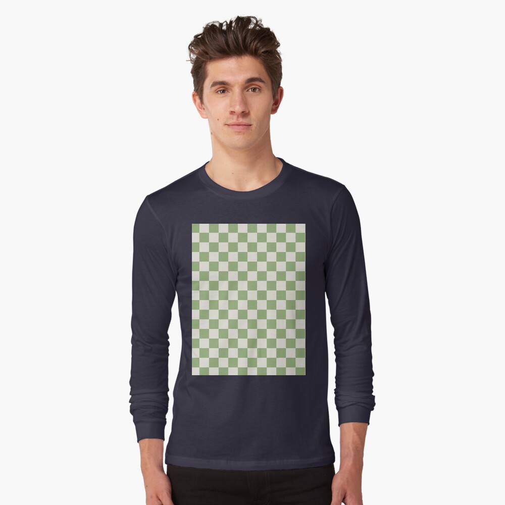 "Checkerboard Check Checkered Pattern in Light Sage Green and Cream ...