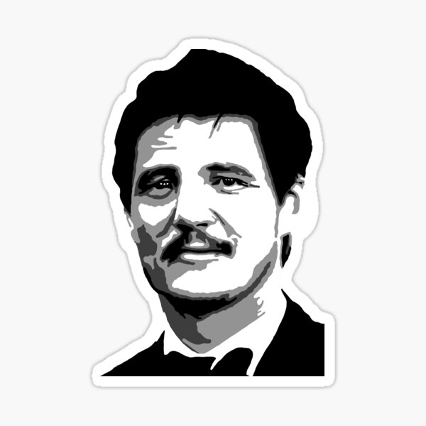 "Proud Pedro Pascal Black and White Portrait Painting " Sticker for ...