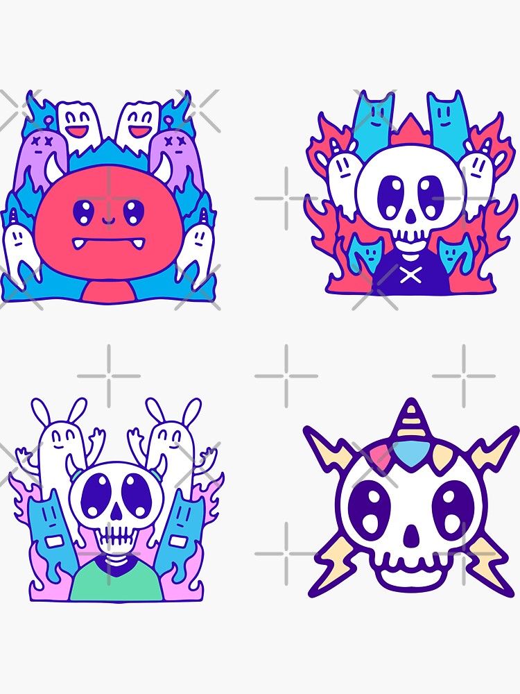 "colorful skulls halloween sticker pack" Sticker for Sale by Sticker ...