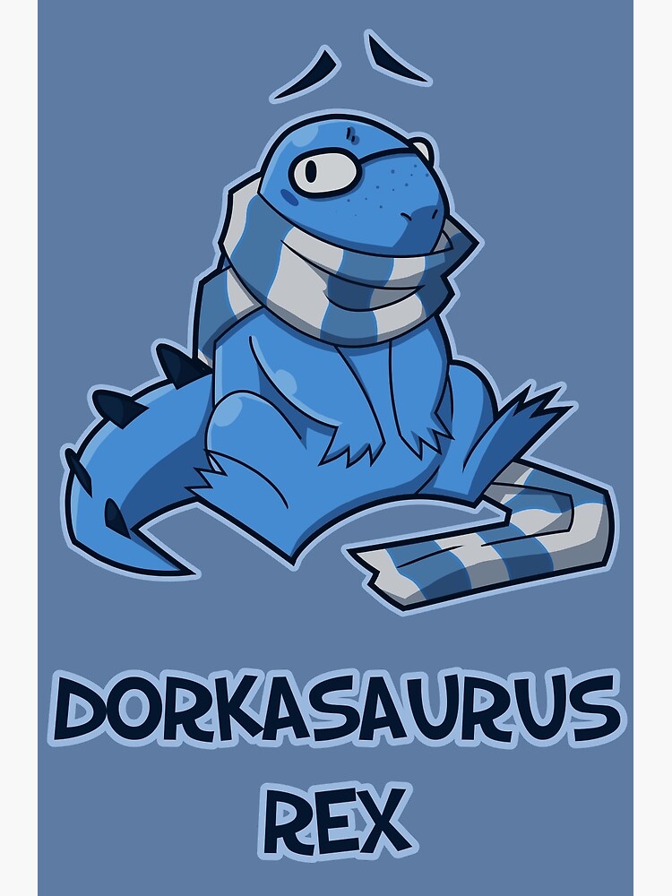 "Nerdy Blue Dinosaur" Poster by Dorkasaurus-Rex | Redbubble