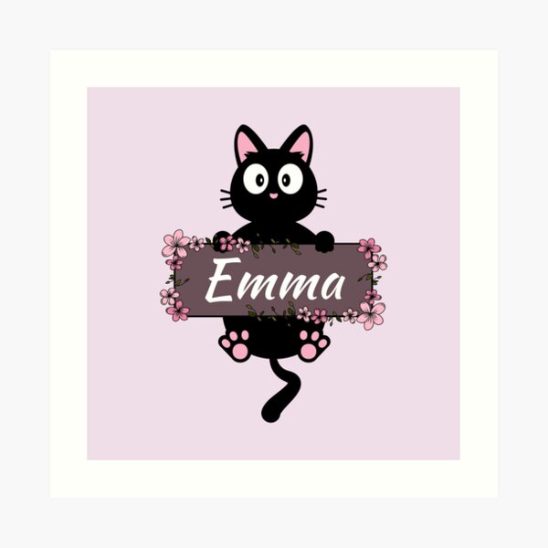 "Emma Floral Cat Name Plate" Art Print for Sale by anitastrifler ...