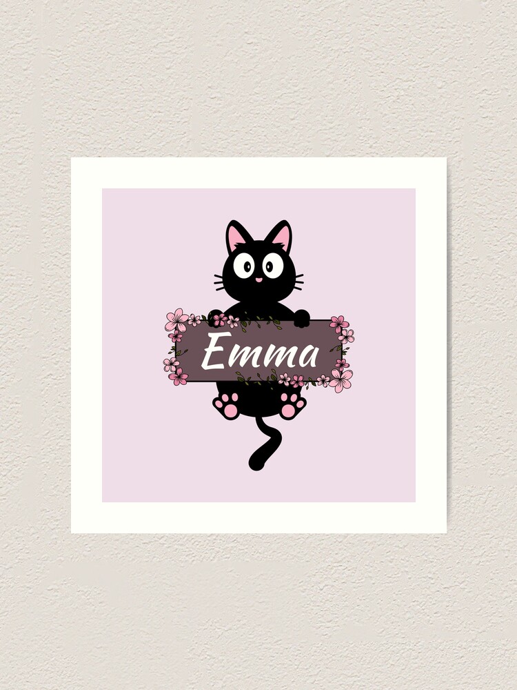 "Emma Floral Cat Name Plate" Art Print for Sale by anitastrifler ...