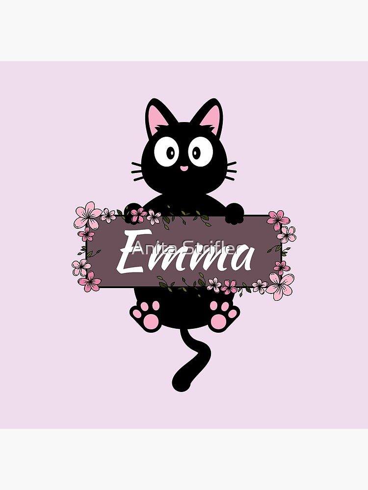"Emma Floral Cat Name Plate" Art Print for Sale by anitastrifler ...