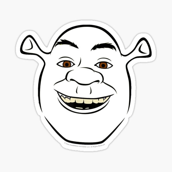 "Shrek Big Face Outline " Sticker for Sale by MarnaHarris | Redbubble