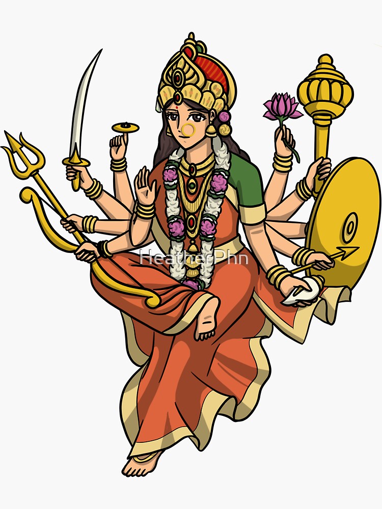 "Durga the goddess in anime style" Sticker for Sale by HeatherPhn ...