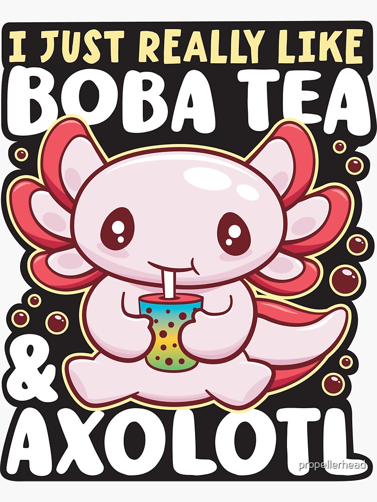 Pegatina «Kawaii Axolotl Boba Tea Lover - Realmente me gusta Bubble Tea ...