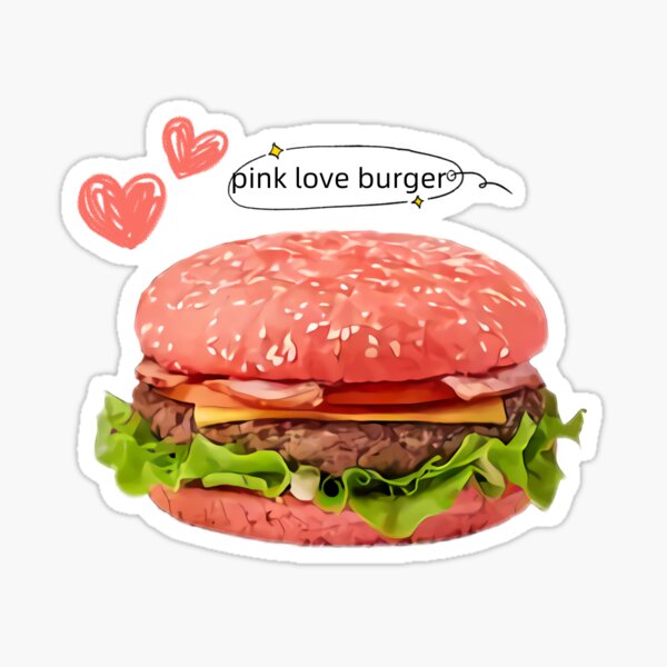 "Pink Heart Burger" Sticker for Sale by FGJFJ | Redbubble