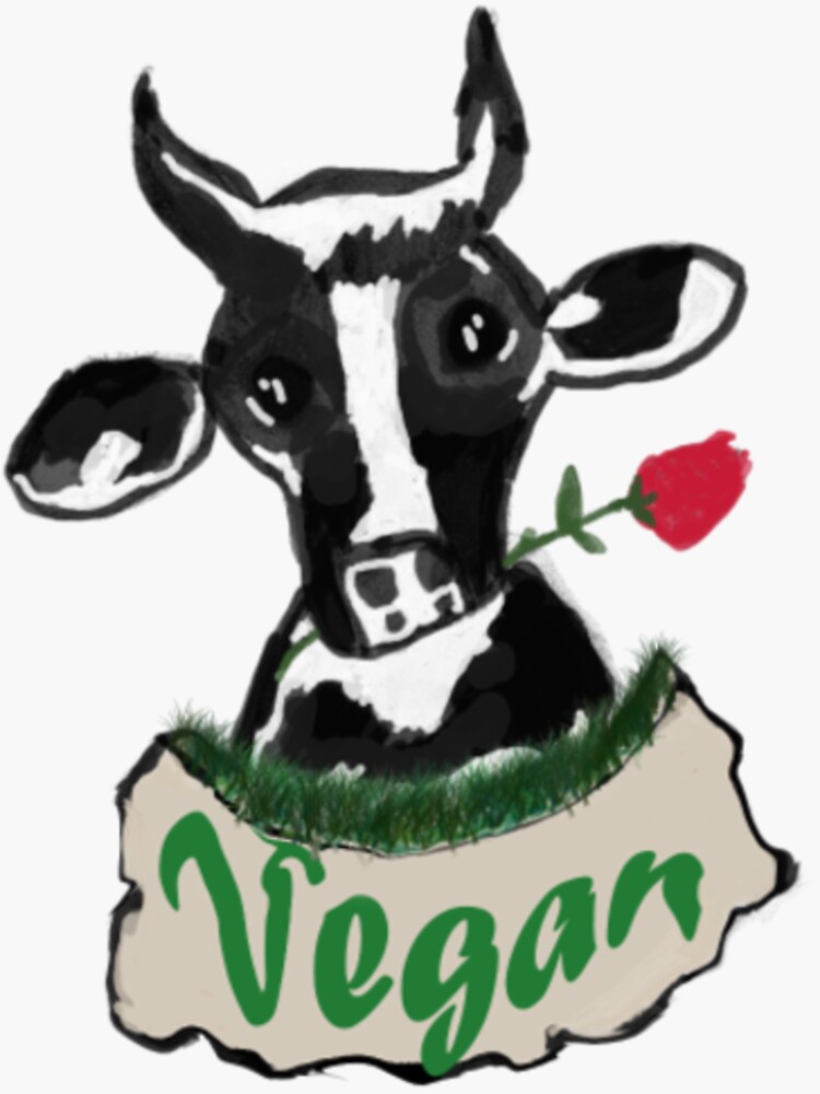 "VEGAN COW" Sticker for Sale by Eatartdrink | Redbubble