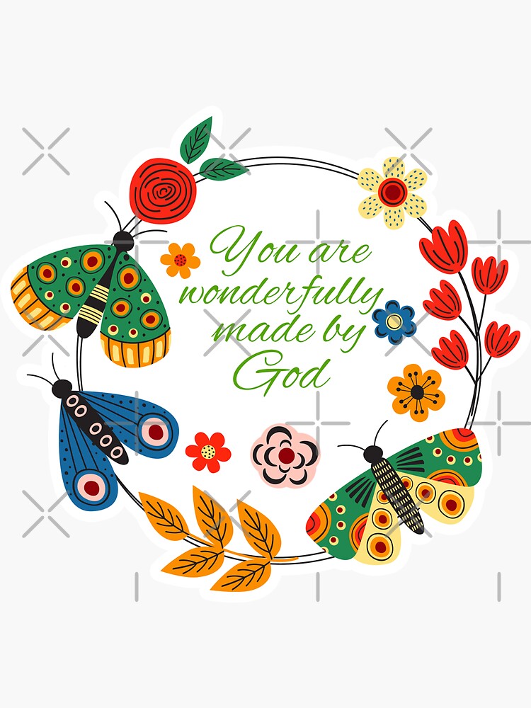 "Wonderfully Made By God | Bible verse | Inspirational" Sticker for ...