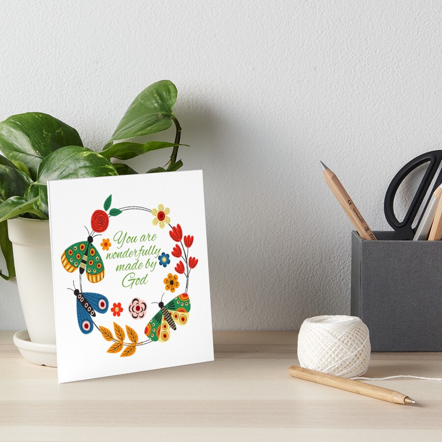 "Wonderfully Made By God | Bible verse | Inspirational" Art Board Print ...