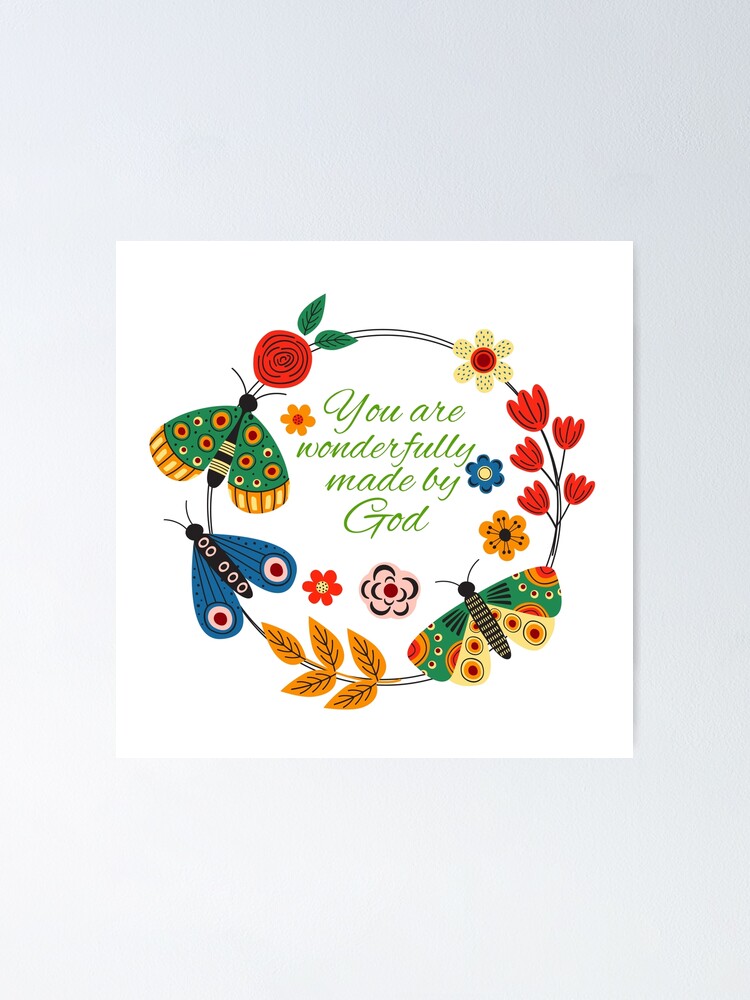 "Wonderfully Made By God | Bible verse | Inspirational" Poster for Sale ...
