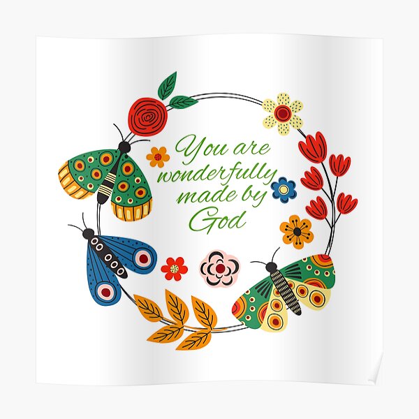 "Wonderfully Made By God | Bible verse | Inspirational" Poster for Sale ...