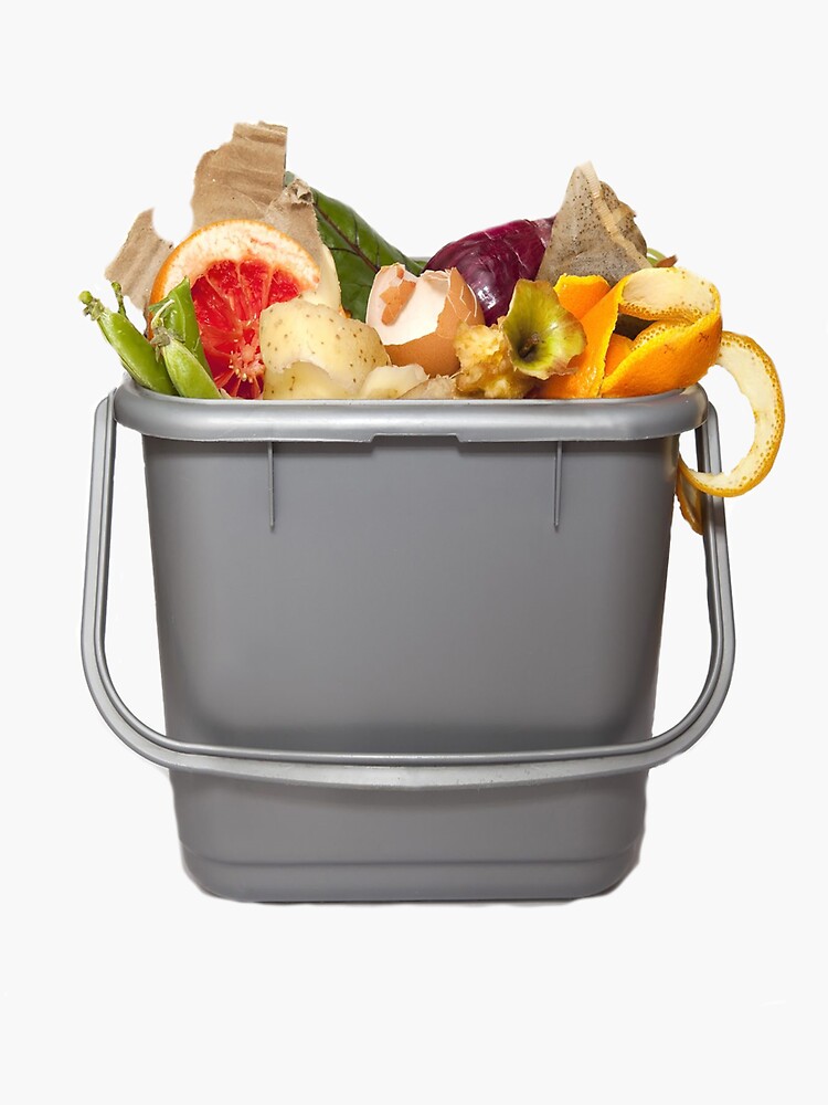 "Fruits and egg peels on trash bin" Sticker for Sale by ANDRESJOHN ...