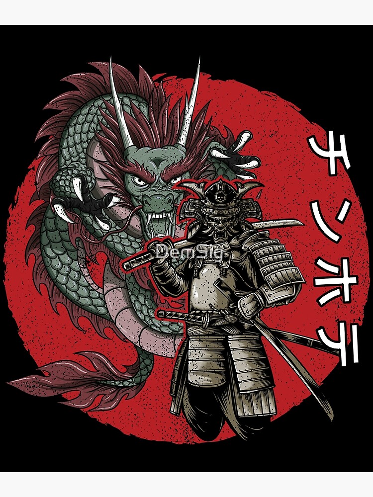 "Samurai Warrior And Dragon - Vintage" Poster for Sale by DemSig ...