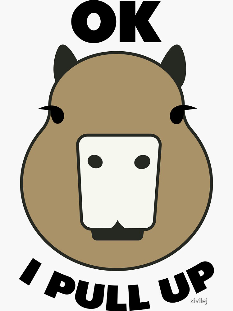 "Illustrated capybara ok i pull up meme" Sticker for Sale by zivilej ...