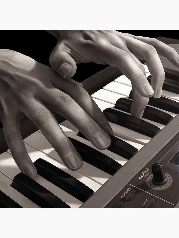 "Soft Pads, Keyboard Player Oil Painting" Greeting Card for Sale by ...