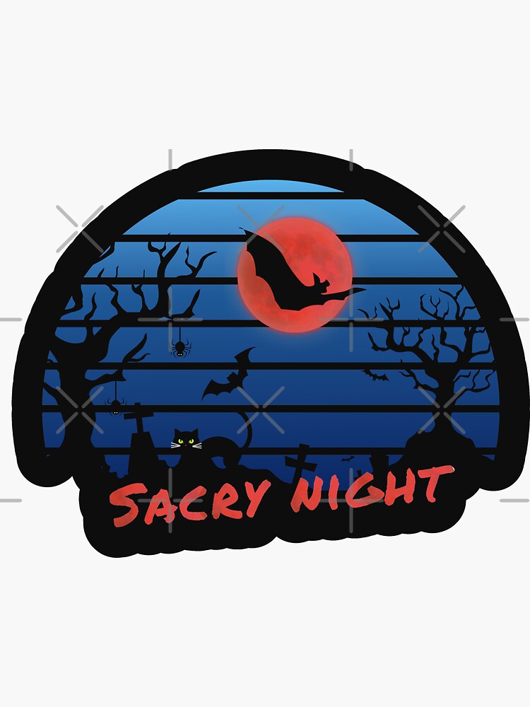 "Scary red night - Halloween 2022" Sticker for Sale by yococo | Redbubble